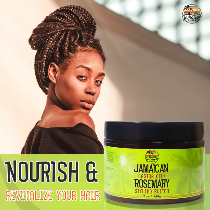 Jamaican Amber Jamaican Castor Oil & Rosemary Hair Styling Butter 12 o ...